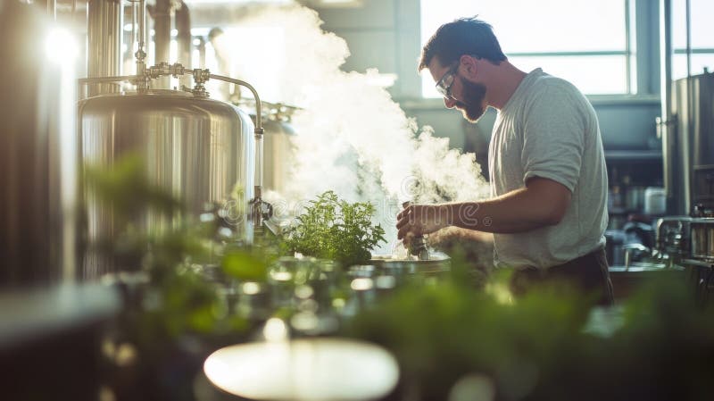 Brewer Preparing Ingredients for Craft Beer Production Stock Image ...