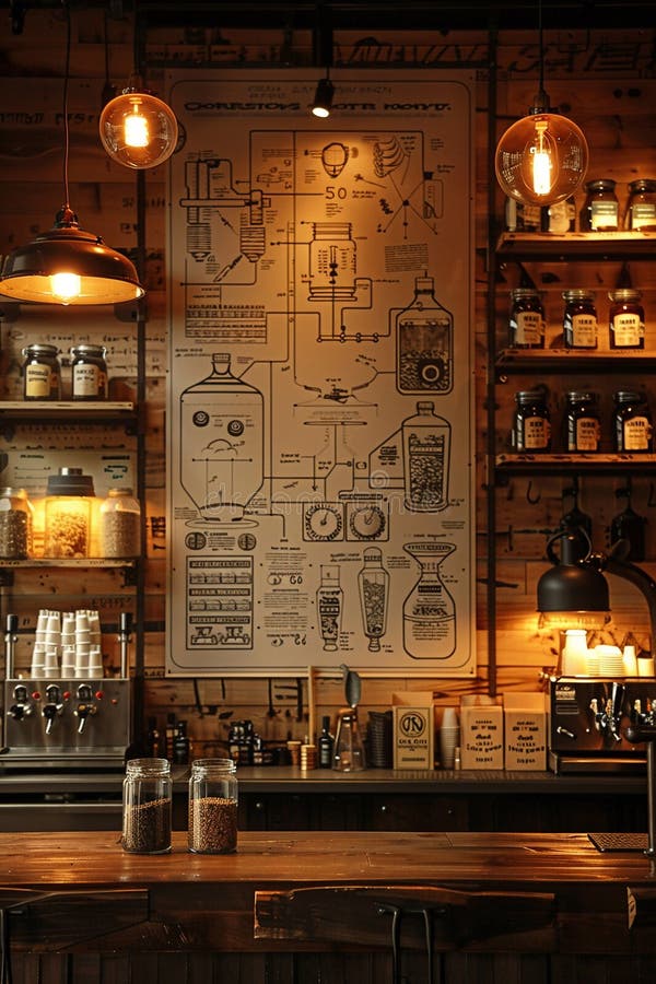 Brewer S Workstation with Layered Charts and Symbols Detailing Brewing ...