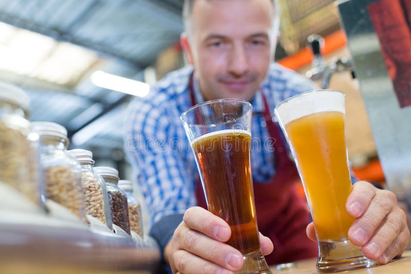 Brewer in Uniform Tasting Beer at Brewery Stock Photo - Image of ...