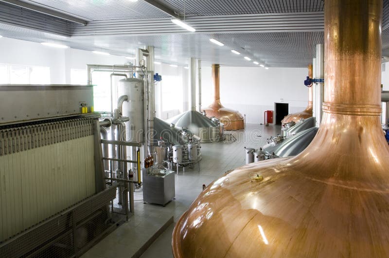 Beer Kettles, SAB Miller Brewery Stock Image - Image of brewhaus, brew ...