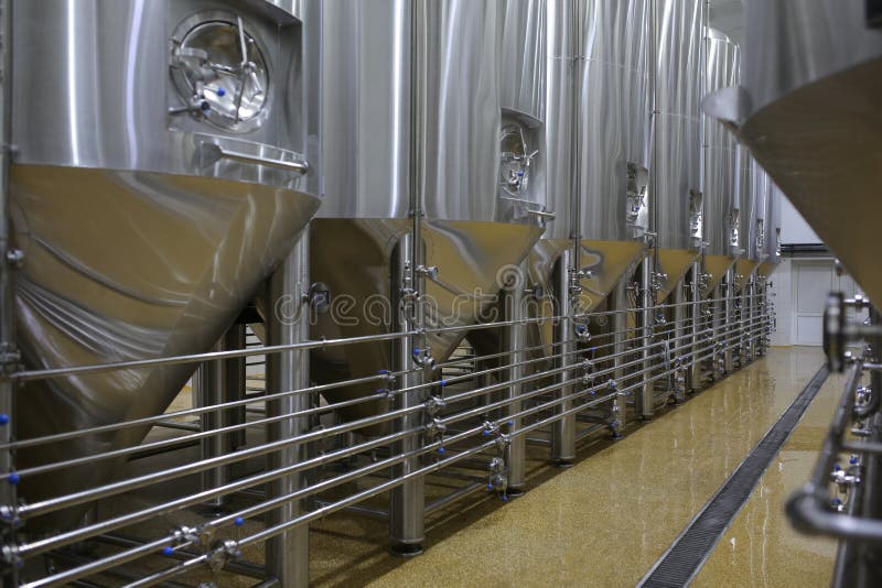 A Brewery Building Interior, Container Cooking Pots Stock Photo - Image ...