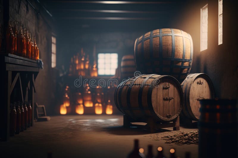 Brewery Cellar Background, Barrels, Wine or Beer, Generative Ai Stock ...