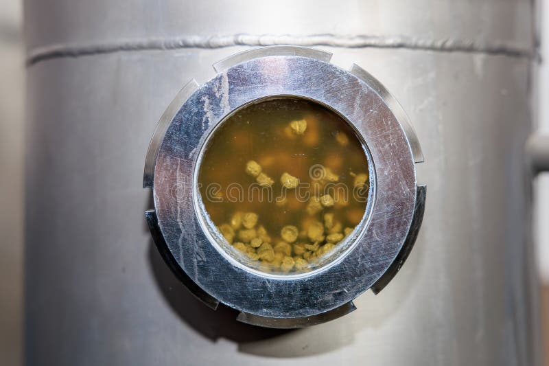 Brewery Fermentation Process: View Inside a Stainless Steel ...