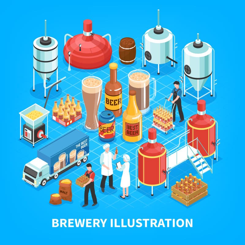 Brewery Production Process Vector Infographics Template Stock Vector ...