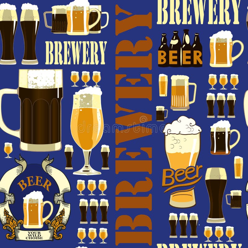 Brewery seamless pattern stock vector. Illustration of porter - 69856448