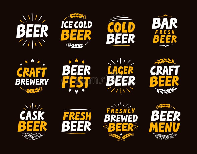 Brewery Set Logo, Label, Element. Craft Beer Emblem, Template, Symbol ...