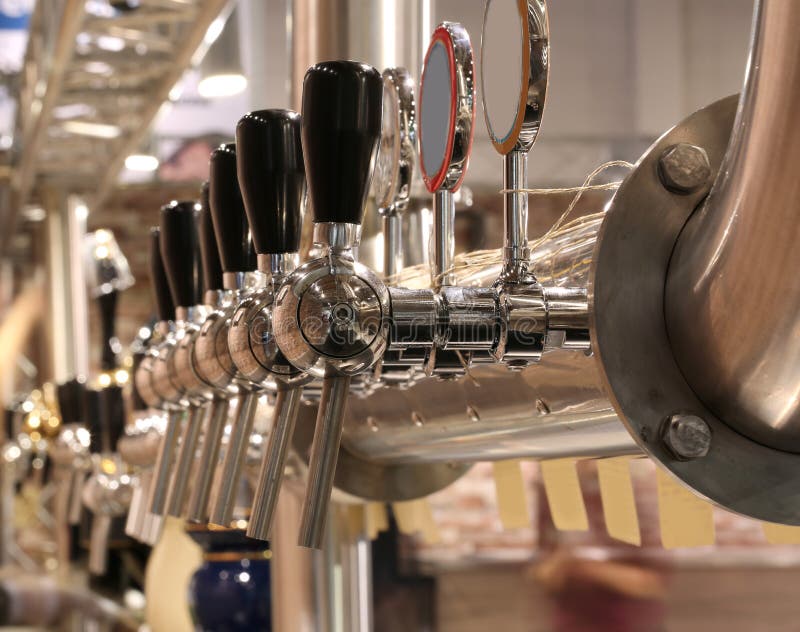 Brewery Taps To Deliver the Beer at the Pub Stock Photo - Image of ...
