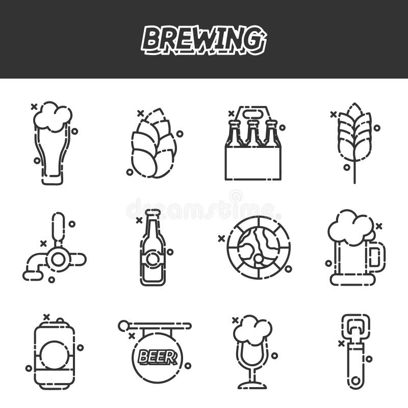 Brewing icons set pattern stock vector. Illustration of bottle - 94324983