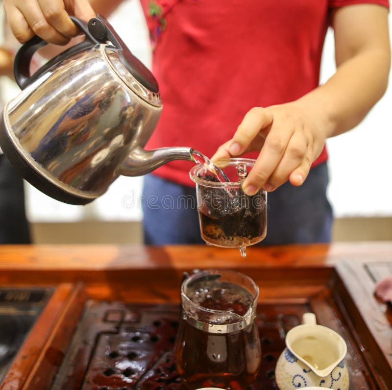 Brewing Chinese Tea from the Tea Leaves Stock Photo - Image of oriental ...