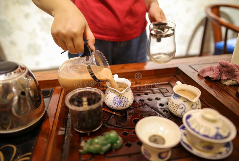 Brewing Chinese Tea from the Tea Leaves Stock Photo - Image of asian ...