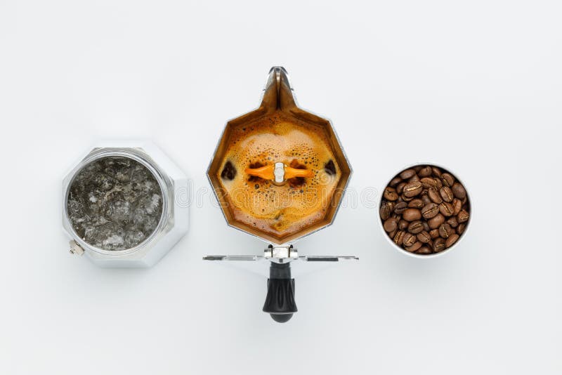 Brewing Coffee in a Coffee Maker Top View. Stock Image - Image of ...