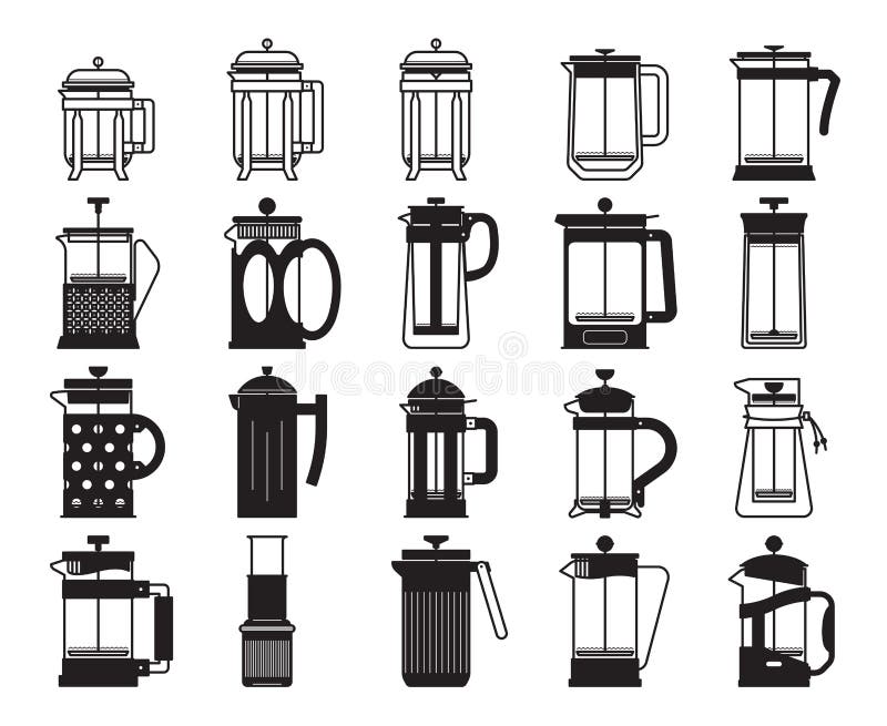 Brewing Equipment Coffee Press Brewer Stock Vector - Illustration of ...