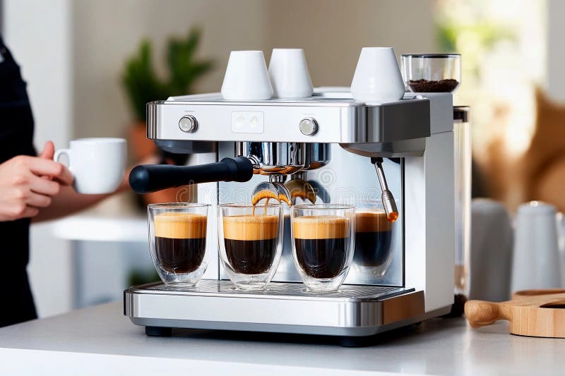 Brewing Excellence with an Espresso Machine in a Bright Kitchen Setting ...