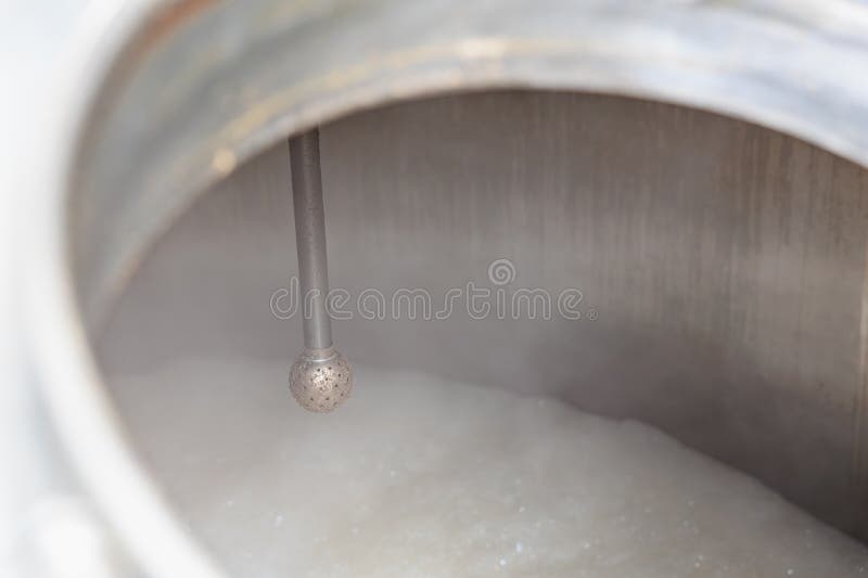 Brewing Fermentation Process in Large Stainless Steel Tank with Foam ...