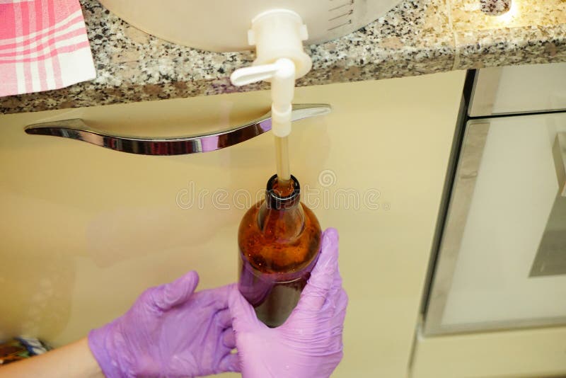 Brewing Home Beer Process at Home in the Kitchen Stock Image - Image of ...