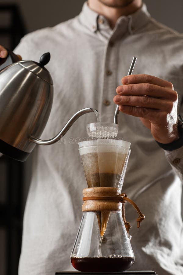 Brewing Pour Over Style of Coffee Making Dripping with Bubbles ...