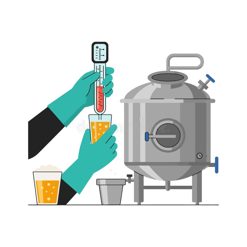 Brewing Process Illustration with Fermentation Tank and Measuring ...