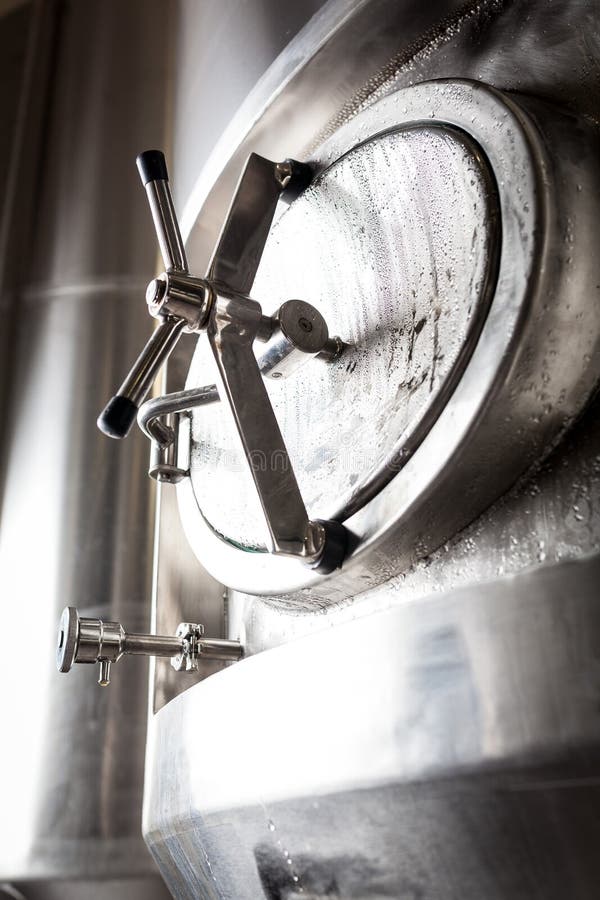 Brewing production vats stock image. Image of stainless - 66964671