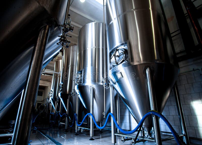 Steel New Vats on Milk Factory at Sunny Day Stock Image - Image of ...