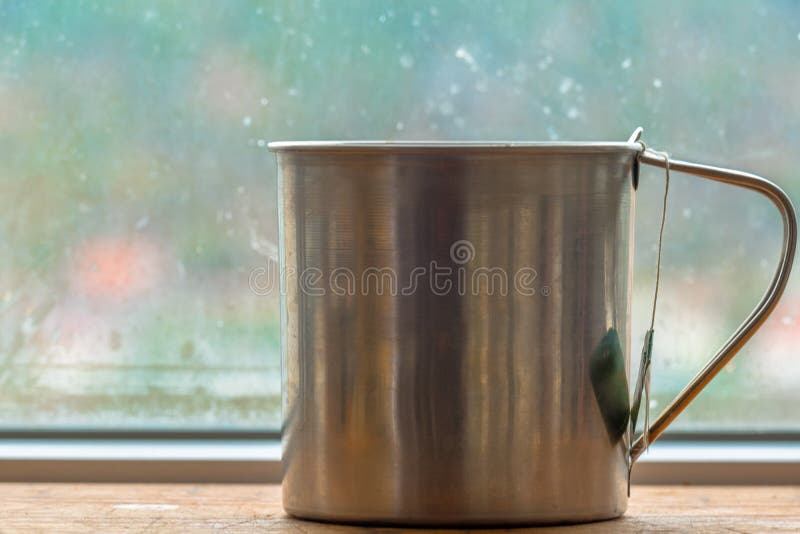 Brewing Tea Bag in Metal Mug Stock Photo - Image of people, kettle ...