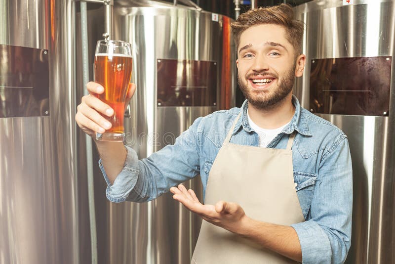 Brewmaster Expert Checking the Quality of Beer Stock Image - Image of ...