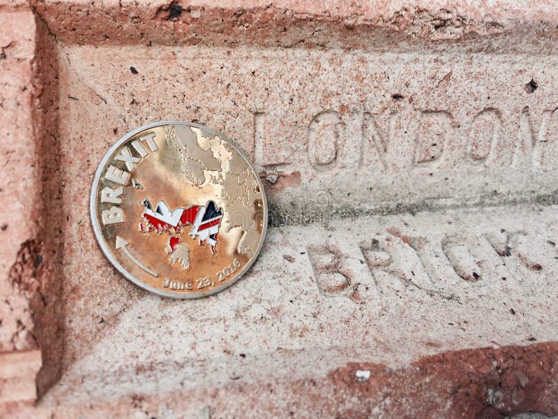 Brexit coin with map stock photo. Image of trade, coin - 97863244