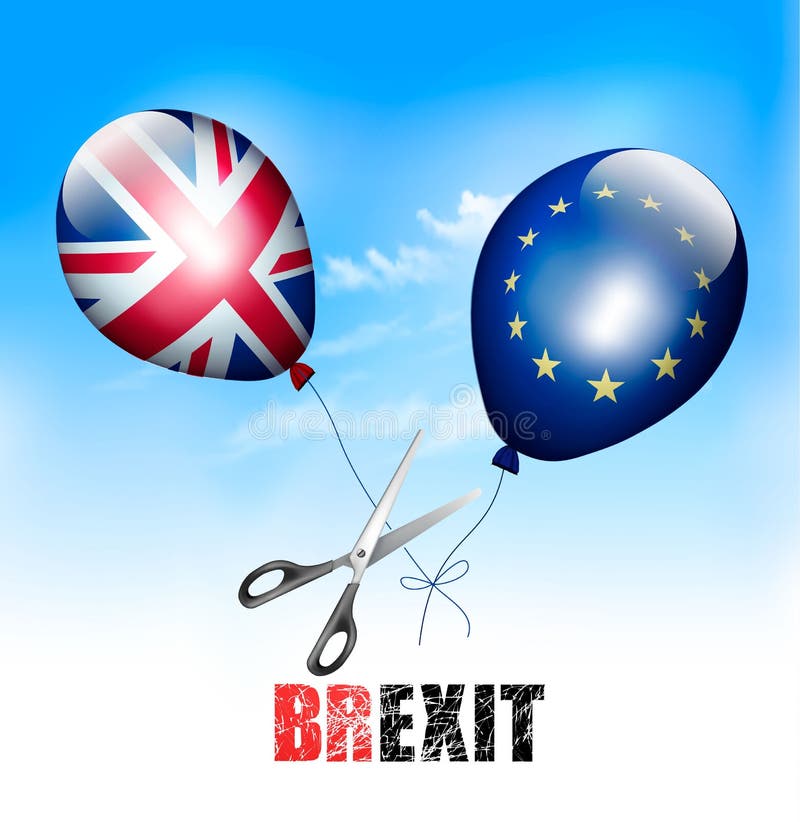 Brexit Concept. Scissors Cutting EU and UK Balloons Stock Vector ...