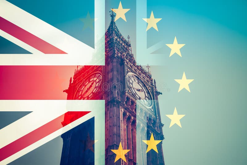 Brexit Concept - Union Jack Flag and Iconic Big Ben in the Background ...