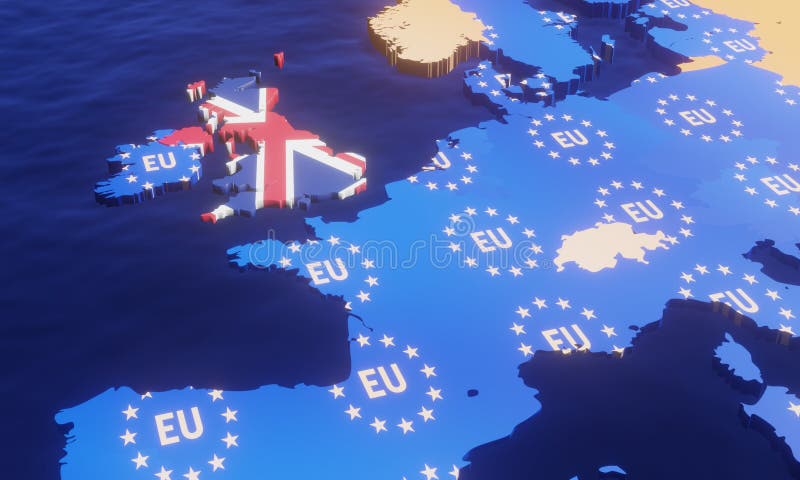 Brexit - 3D Illustration EU Map Stock Illustration - Illustration of ...