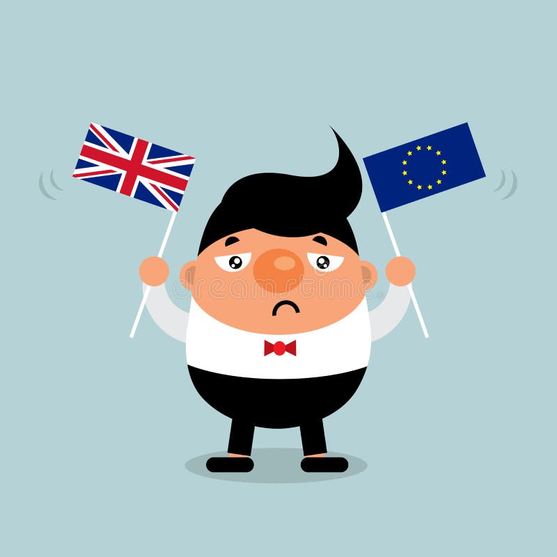 Brexit Concept. Man in British Suit Goes Out from a European Union Room ...