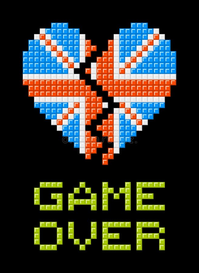 Game Over Message Written in Pixel Blocks Stock Vector - Illustration ...