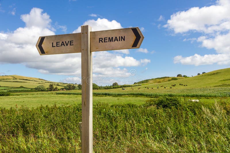 Brexit Leave Remain Decision Sign Stock Photo - Image of landscape ...