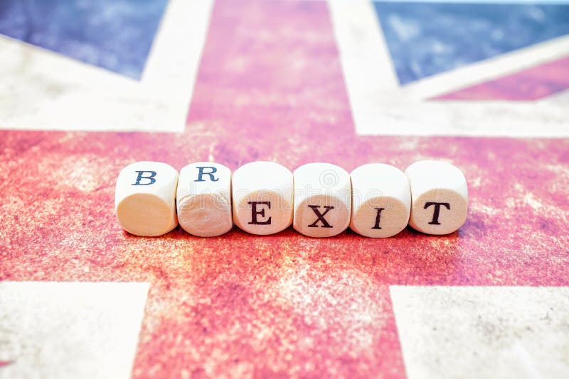 Brexit Letter Cube on Union Jack Stock Photo - Image of detail, emblem ...