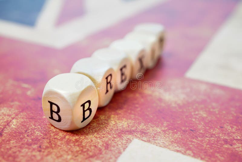 Brexit Letter Cube on Union Jack Stock Photo - Image of detail, emblem ...