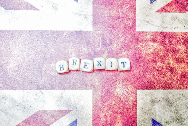 Brexit Letter Cube on Union Jack Stock Photo - Image of detail, emblem ...