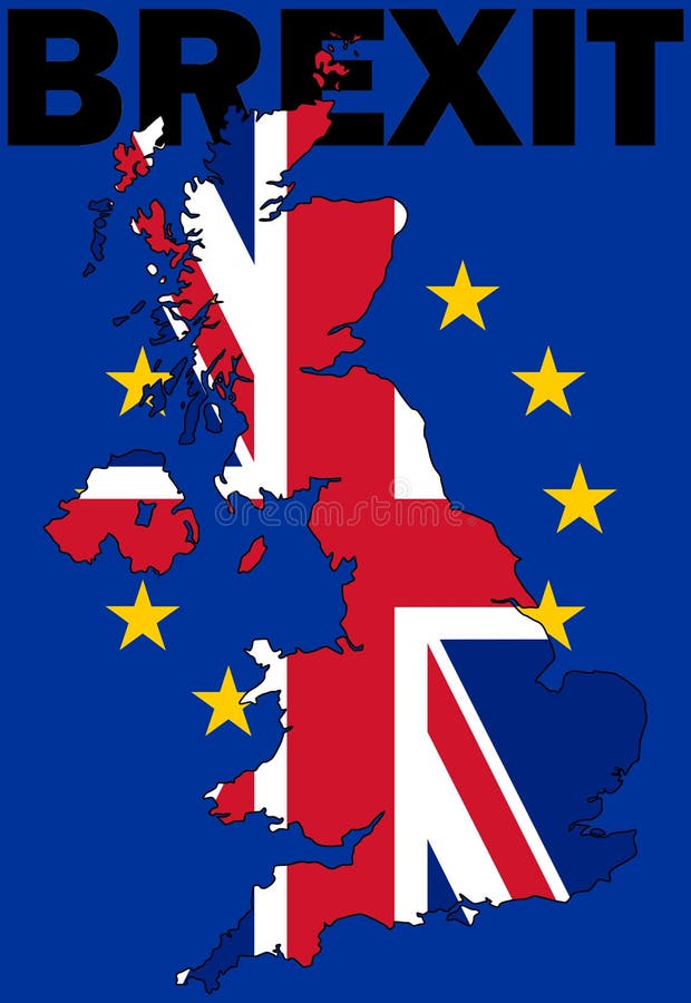 Brexit text with UK map stock illustration. Illustration of flag - 95427742
