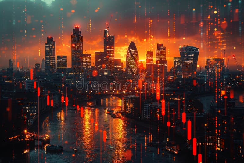 Brexit Themed Stock Exchange Chart with Dynamic Graphs in London ...