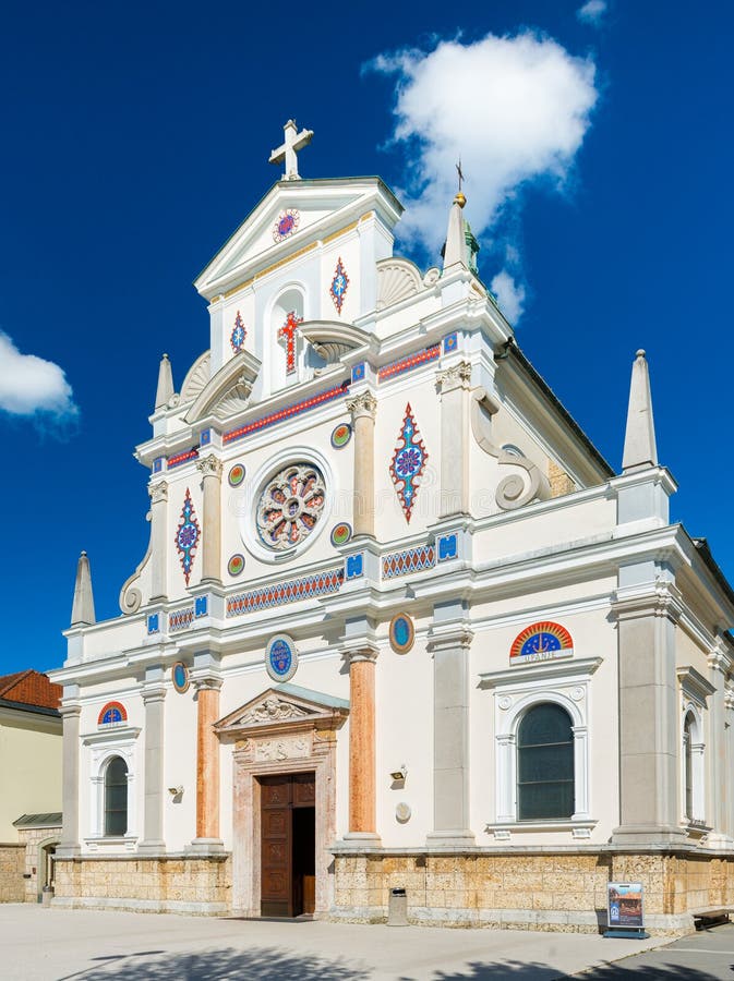 Brezje, Slovenia: the Basilica of St. Mary Help Against the Blue Sky ...