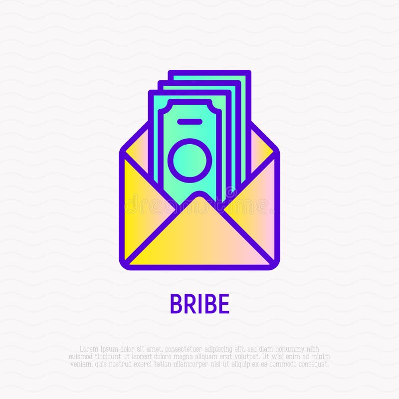 Bribe Thin Line Icon: Money in Opened Envelope Stock Vector ...