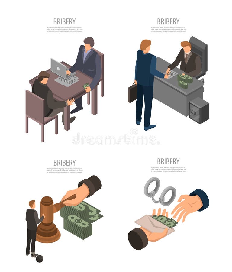 Bribery Banner Set, Isometric Style Stock Vector - Illustration of ...