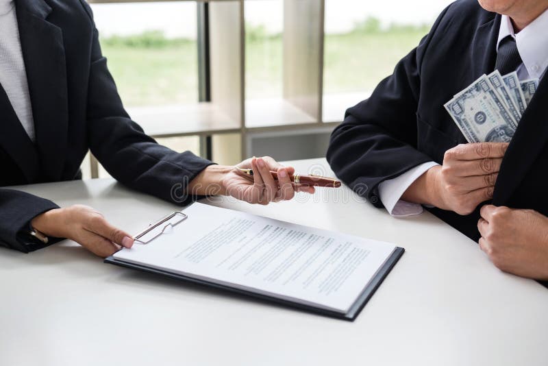 Bribery and Corruption Concept, Bribe in the Form of Dollar Bill Stock ...