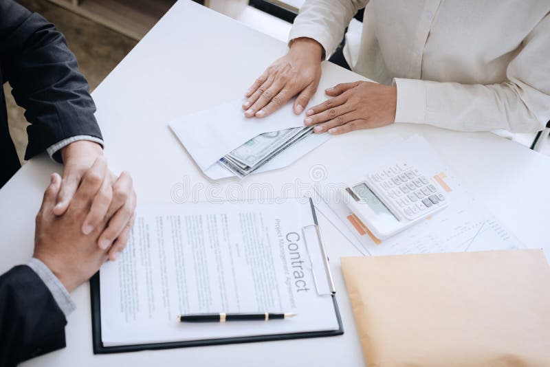 Bribery and Corruption Concept, Bribe in the Form of Dollar Bill Stock ...