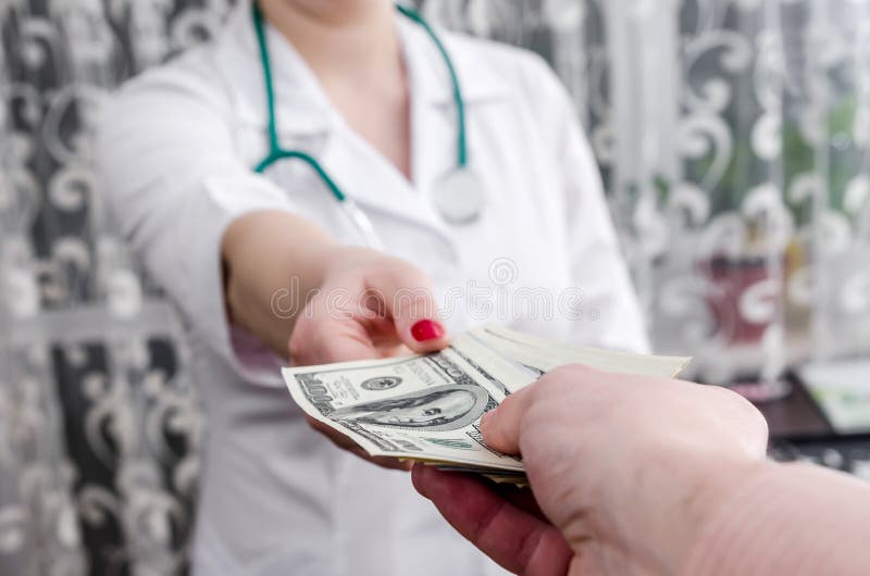 Bribery, Doctor`s Hands with Envelope Full of Money Stock Photo - Image ...