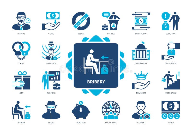 Bribery solid icon set stock illustration. Illustration of cooperation ...