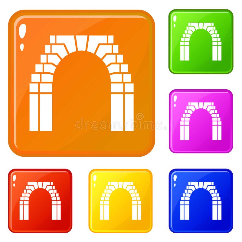 Brick Arch Icons Set Vector Color Stock Vector - Illustration of ...