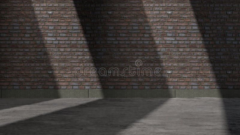 Brick and Asphalt Great Red Wall with 3 Diagonal Shadows Clean Empty ...