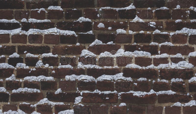 White Brick Wall, Covered With Snow Stock Image - Image of january ...