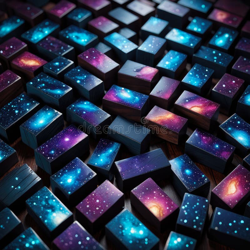 Brick Background with Wood Textured Cosmic Nebula Pattern Stock ...