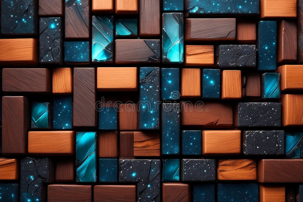 Brick Background with Wood Textured Cosmic Nebula Pattern Stock ...
