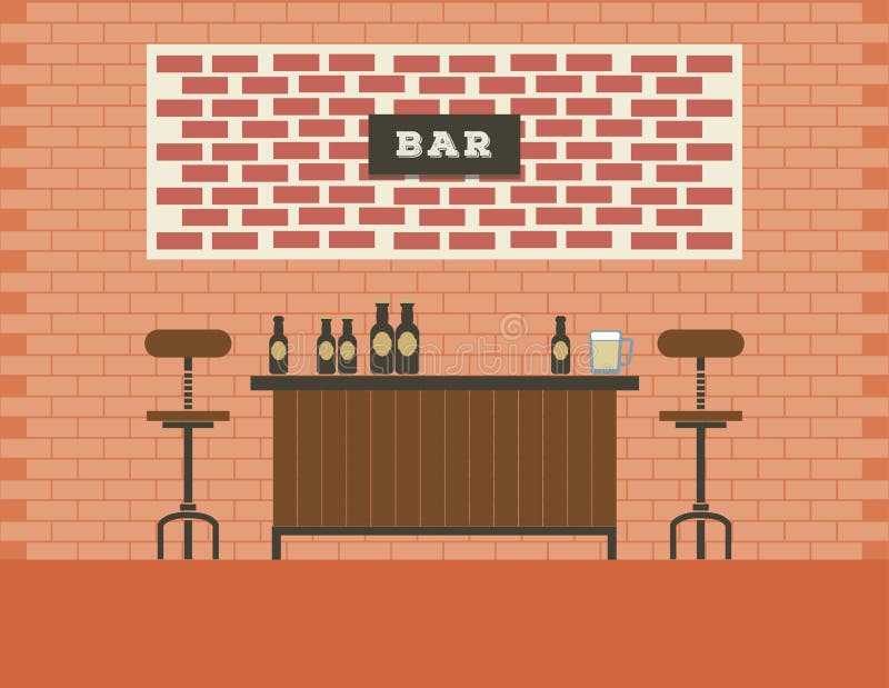 Brick bar stock vector. Illustration of loft, beer, room - 56585781